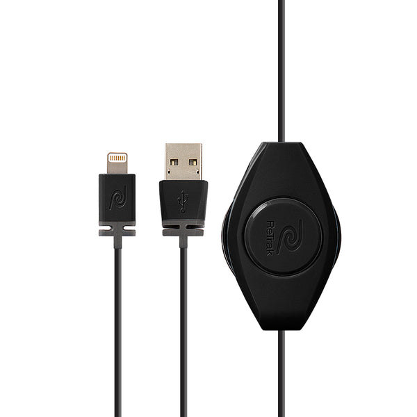 Lightning Cord | Retractable Charge & Sync Lightning Cable | Black – ReTrak
