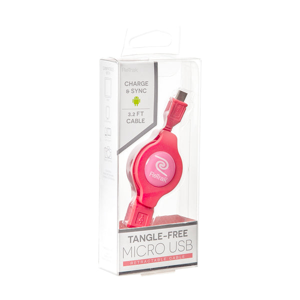 Micro USB Charging Cable | Retractable Micro USB Cord | Pink – ReTrak